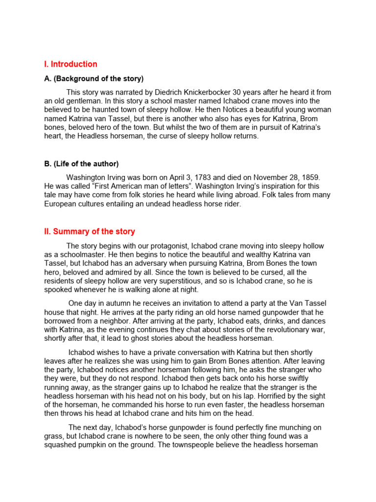 Sleepy Hollow Story Analysis | PDF | The Legend Of Sleepy Hollow