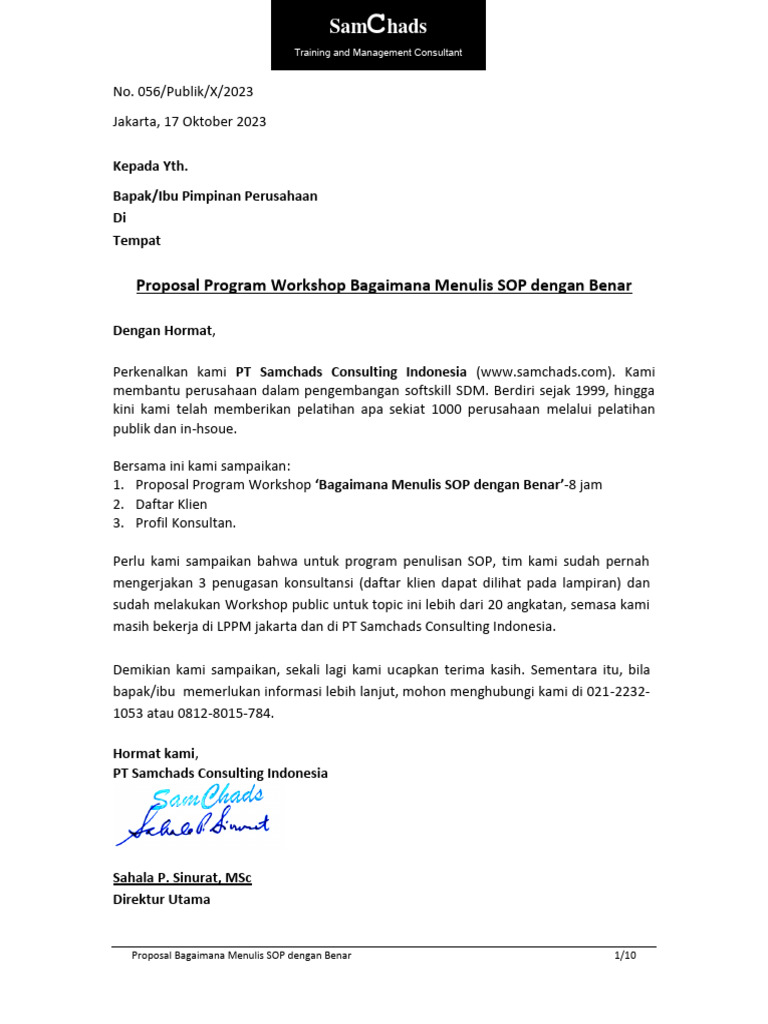 Proposal Bagaimana Menulis SOP Dengan Benar Publik Okt 2023 F | PDF