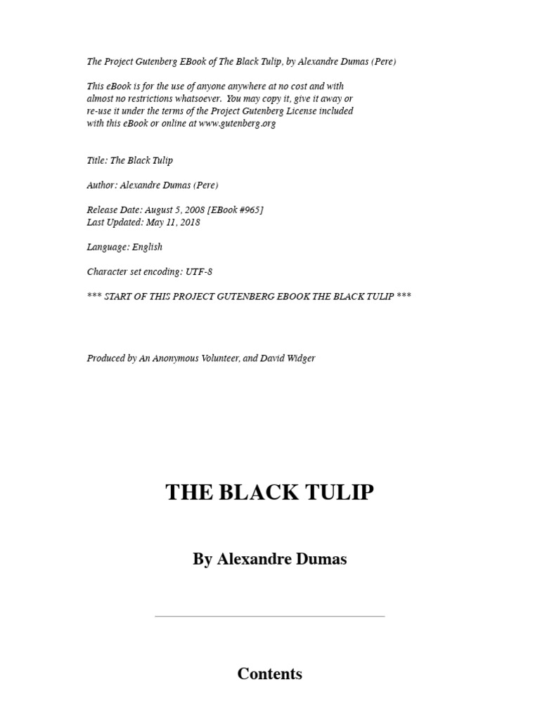 The Black Tulip, by Alexandre Dumas | PDF