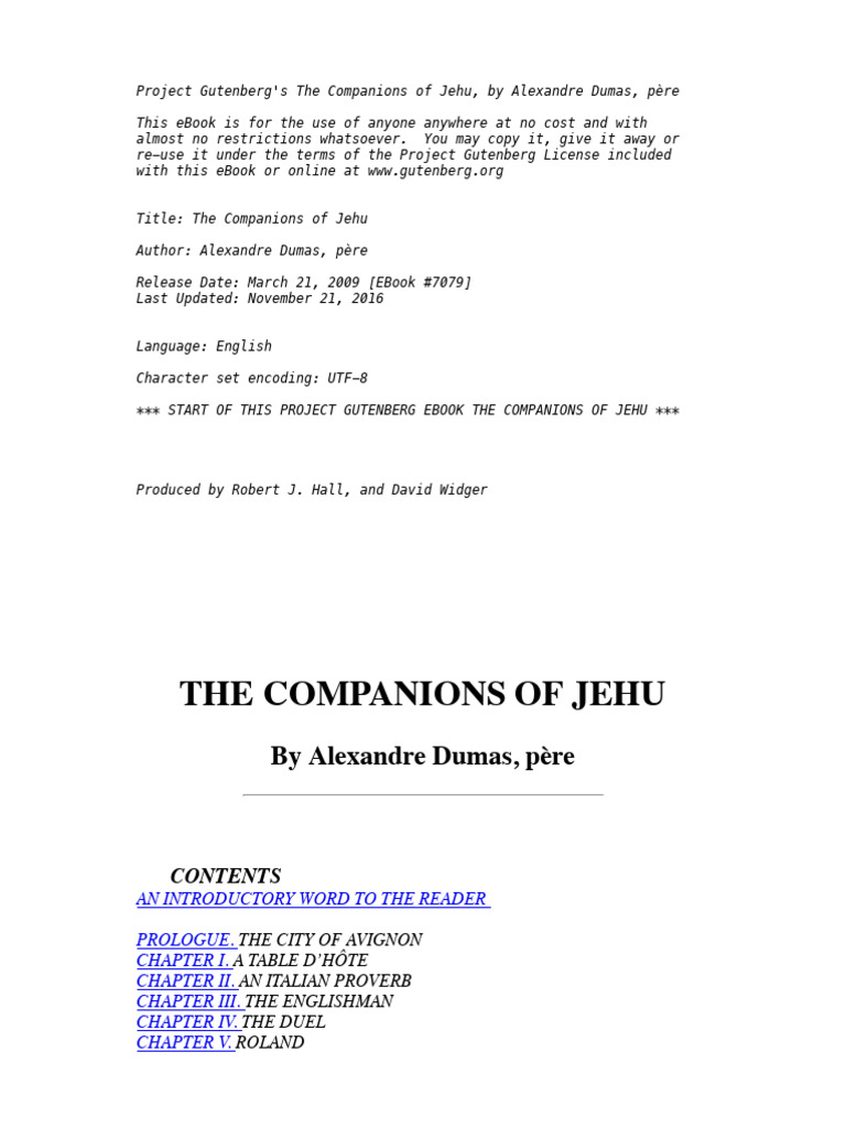 The Companions of Jehu, by Alexandre Dumas, Pere | PDF | The Count Of ...