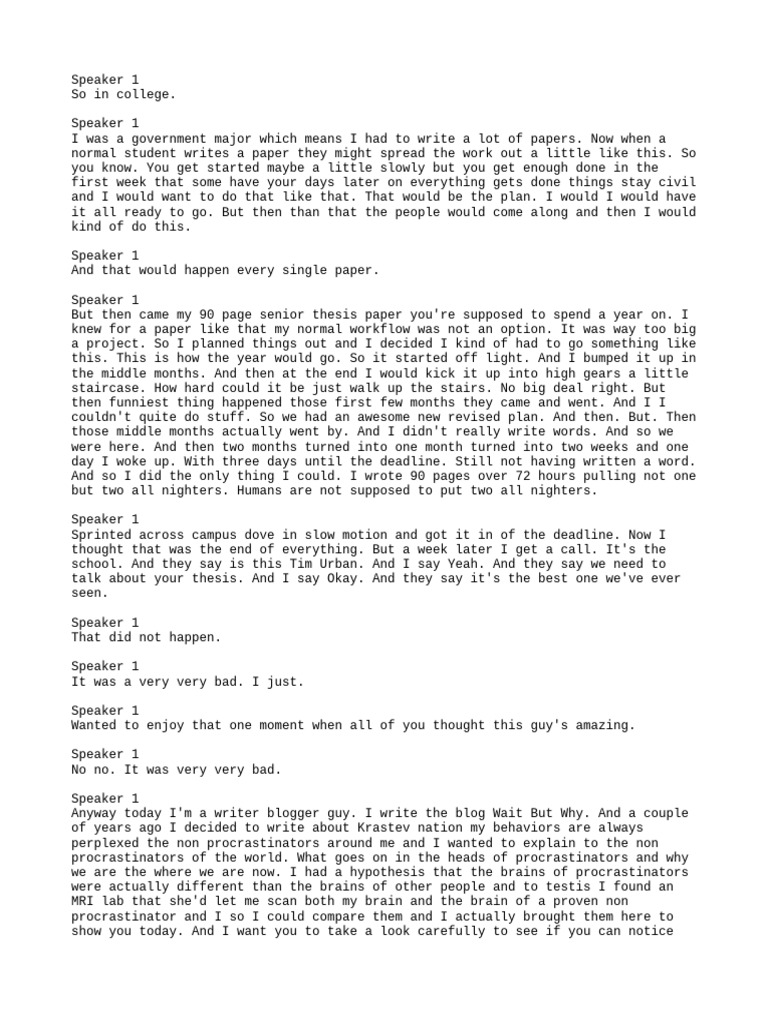 (Demo Transcription) TED Talk 2 | PDF | Procrastination | Professional ...