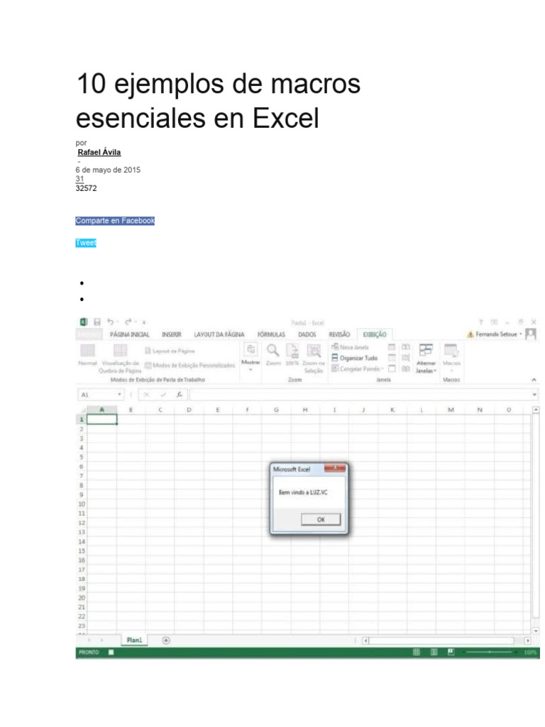 10 Ejemplos de Macros Esenciales en Excel | PDF | Microsoft Excel | Macro (informática)
