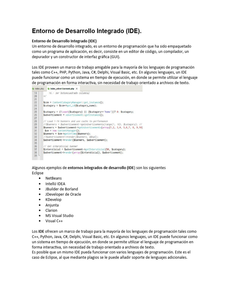Entorno de Desarrollo Integrado | Descargar gratis PDF | Entorno de ...