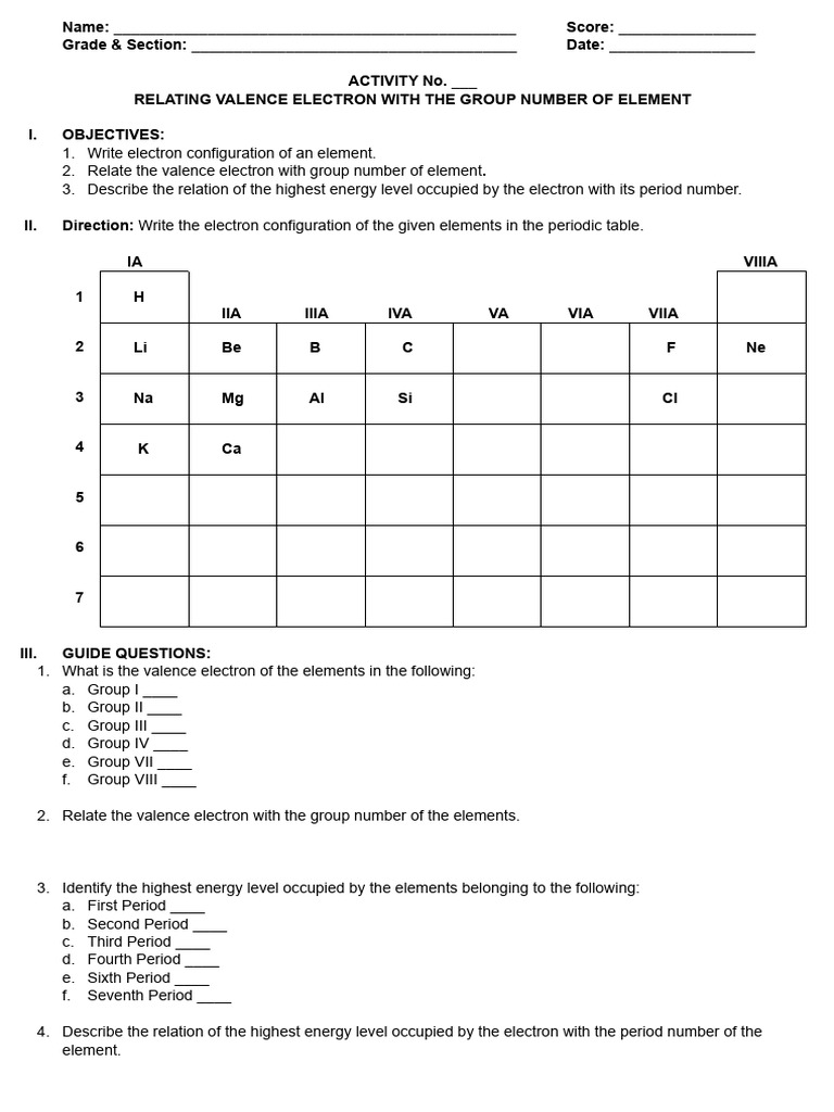 Activity 5 6 Q2 | PDF | Periodic Table | Electron Configuration