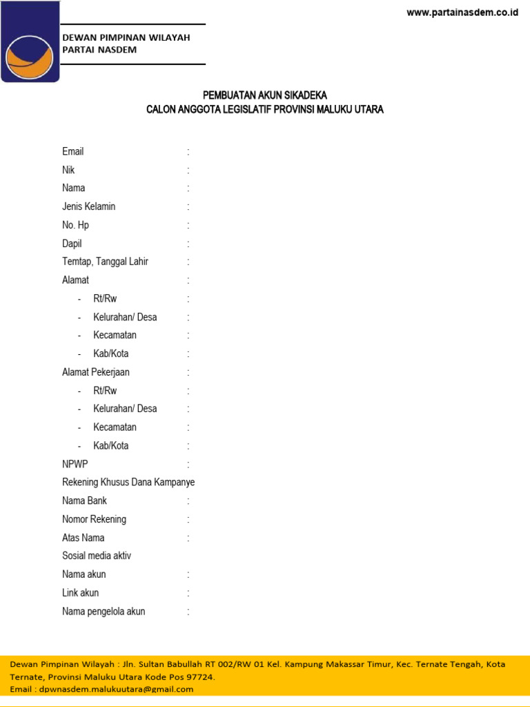 Pembuatan Akun Sikadeka Caleg | PDF