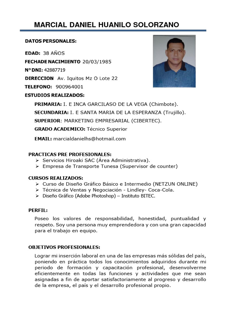 CV Daniel Huanilo Solorzano - 1 | PDF | Negocios | Crecimiento personal ...