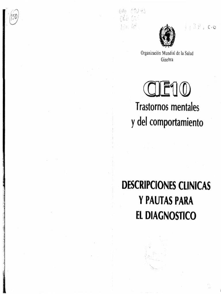 CIE 10 Trastornos Mentales y Del Comportamiento. | PDF | Manual Diagnóstico y Estadístico de los ...