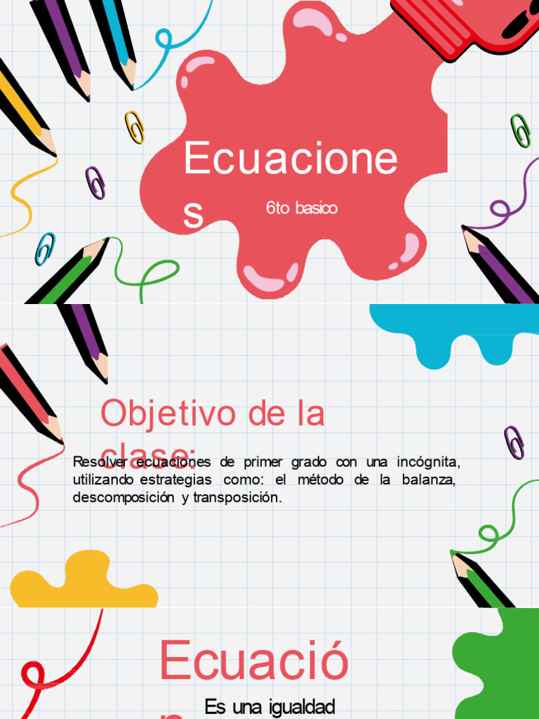 Power Point Estudio de Ecuaciones 6º | PDF | Ecuaciones | Matemáticas