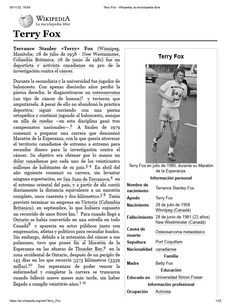 Terry Fox: Héroe de la Esperanza | PDF