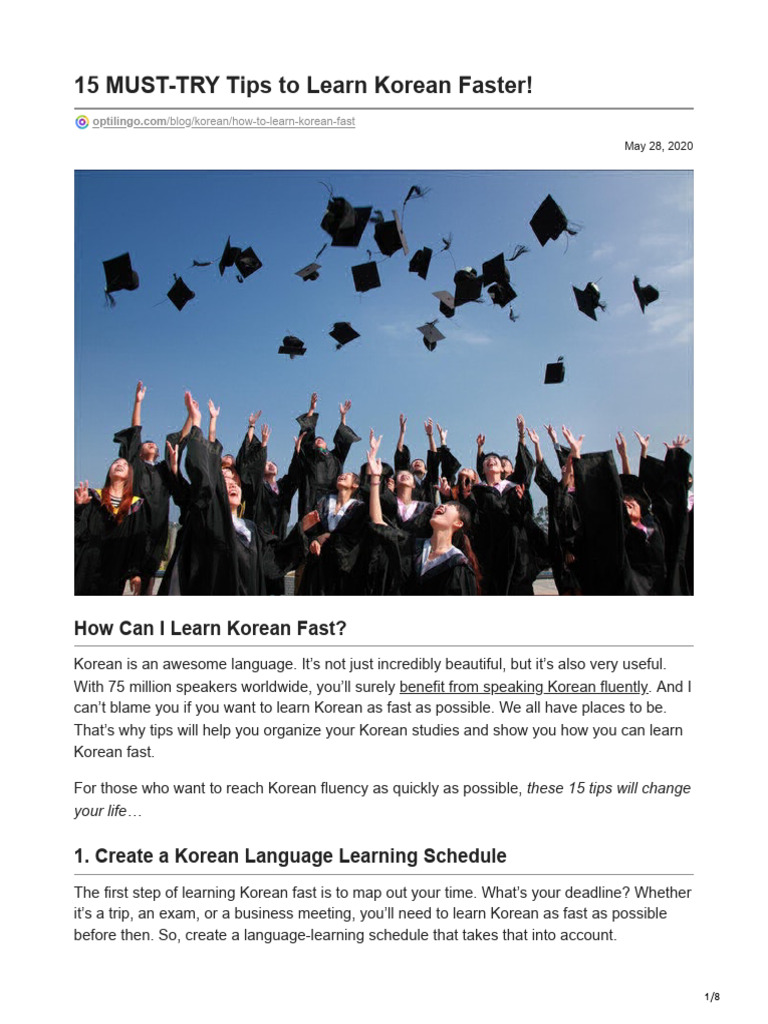 18 Fantastic Tips To Learn Korean Fast | PDF | Korean Language | Fluency