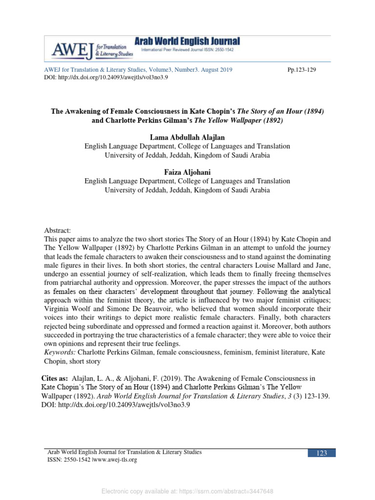 The Awakening of Female Consciousness in Kate Chopin's The Story of An ...