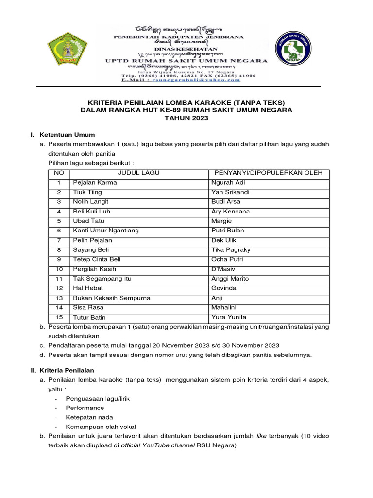 Kriteria Penilaian Lomba Karaokepdf Baru BGT | PDF