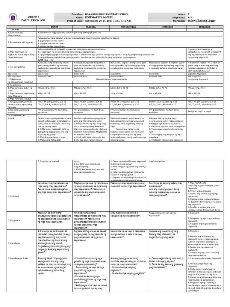 DLL Esp-3 Q2 W3 | PDF