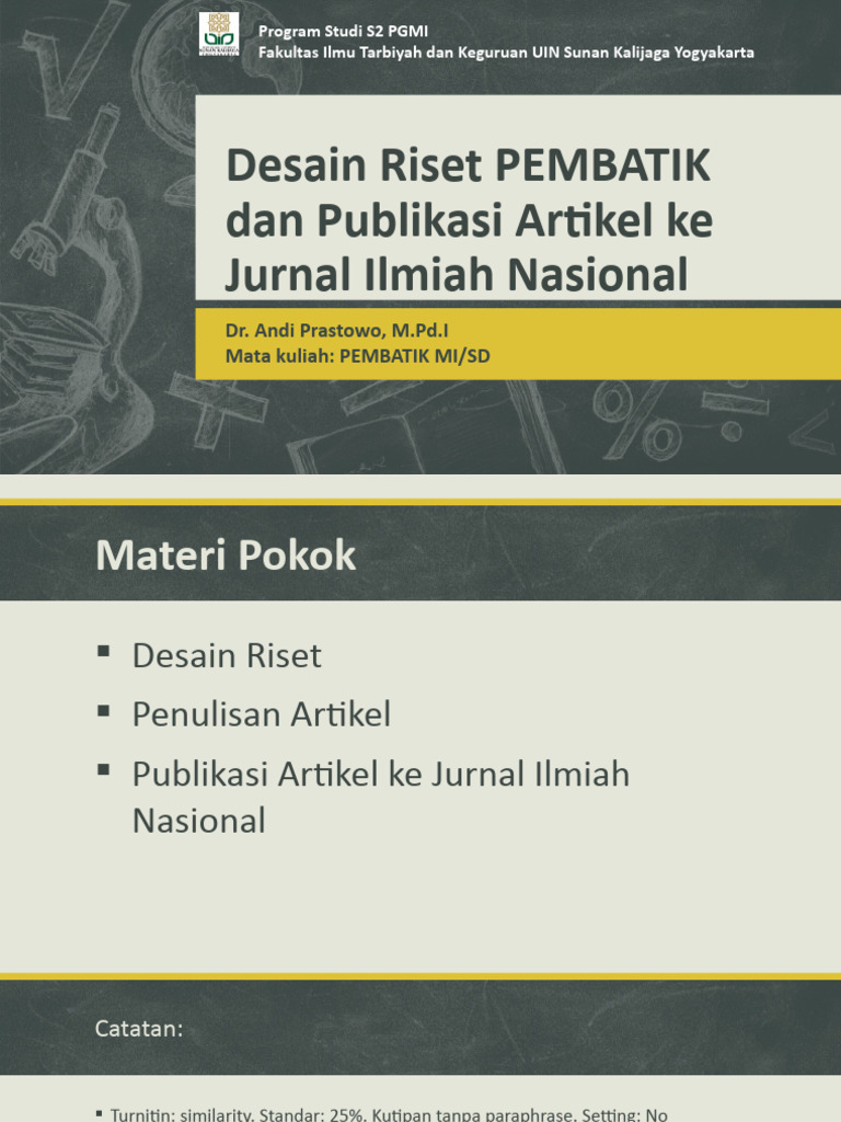Desain Riset Dan Publikasi Artikel Ke Jurnal Ilmiah - PEMBATIK | PDF