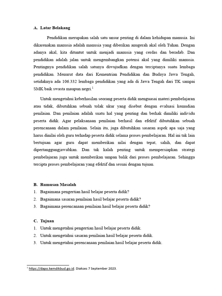 Sasaran Dan Perencanaan Hasil Belajar | PDF