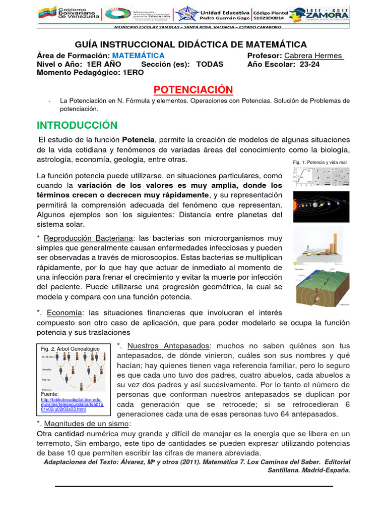 Potenciación de Números Naturales | PDF | Exponenciación | Multiplicación