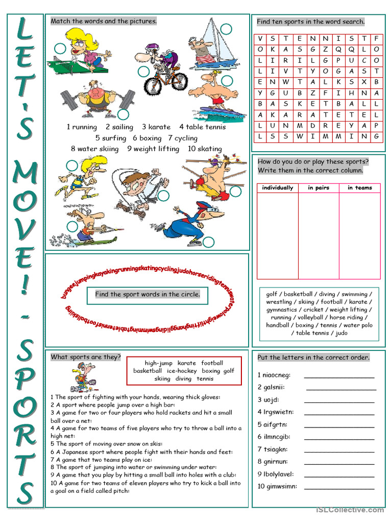 Sports Vocabulary Exercises Worksheet | PDF | Sports | Table Tennis