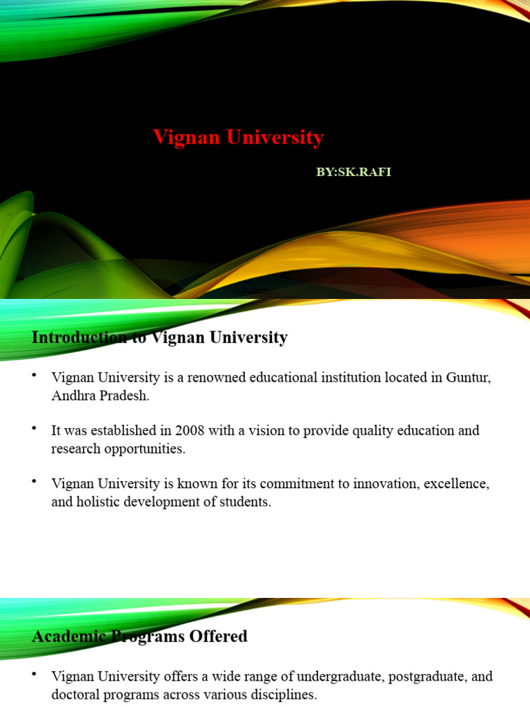 Vignan University PPT by RAFI | PDF | Entrepreneurship