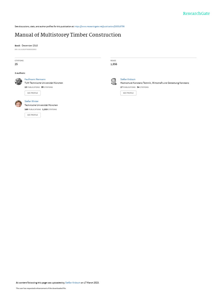 Manual of Multistorey Timber Construction | PDF | Publishing | Written ...