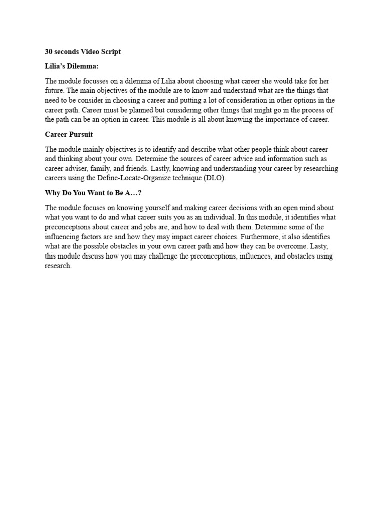 30 Seconds Video Script | PDF