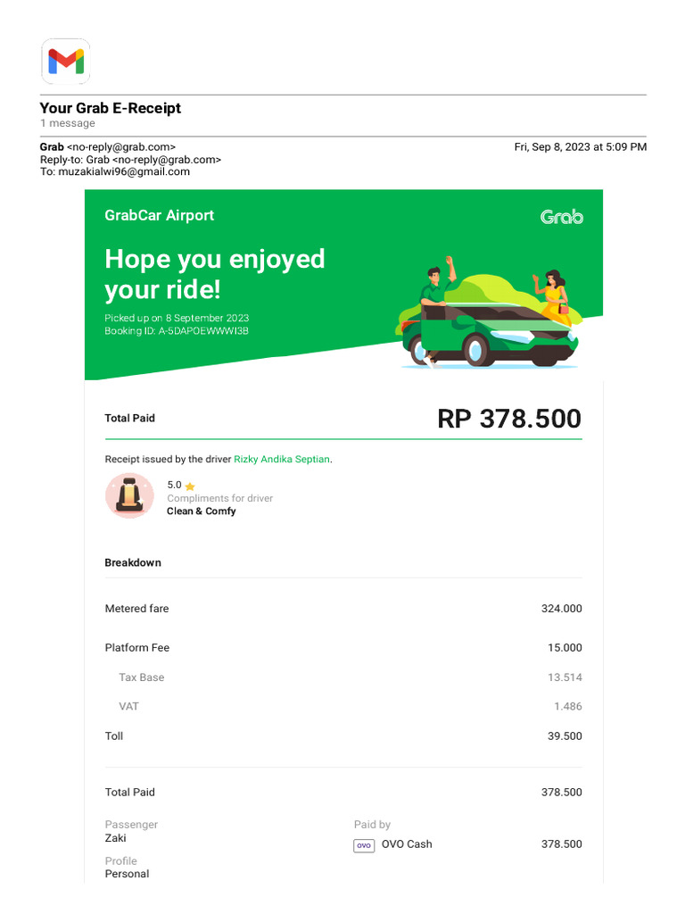 Gmail - Your Grab E-Receipt | PDF