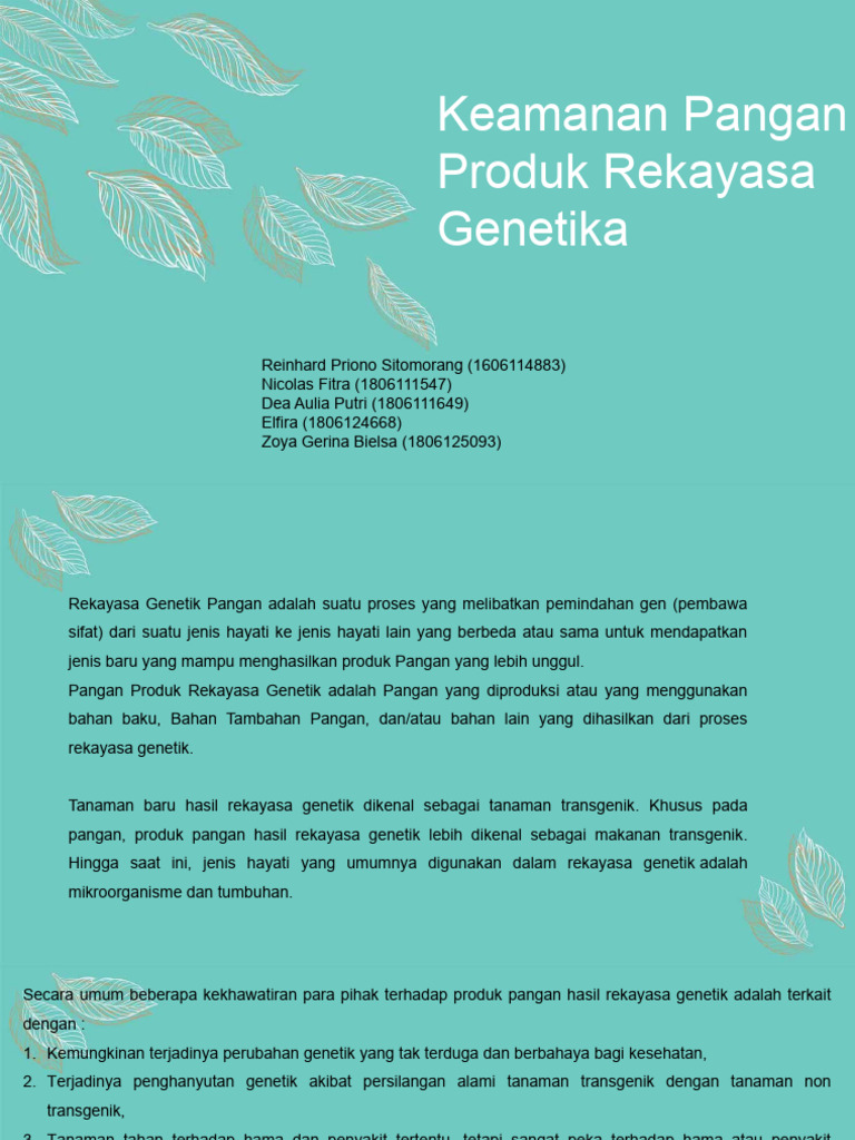 K1 Keamanan Pangan (Rekayasa Genetik) | PDF