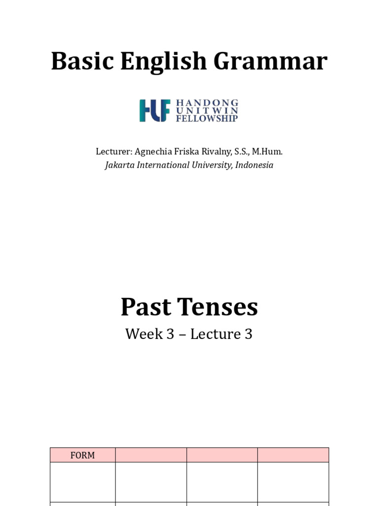 Lecture 3 - The Past Tenses | PDF | Grammatical Tense | Linguistics