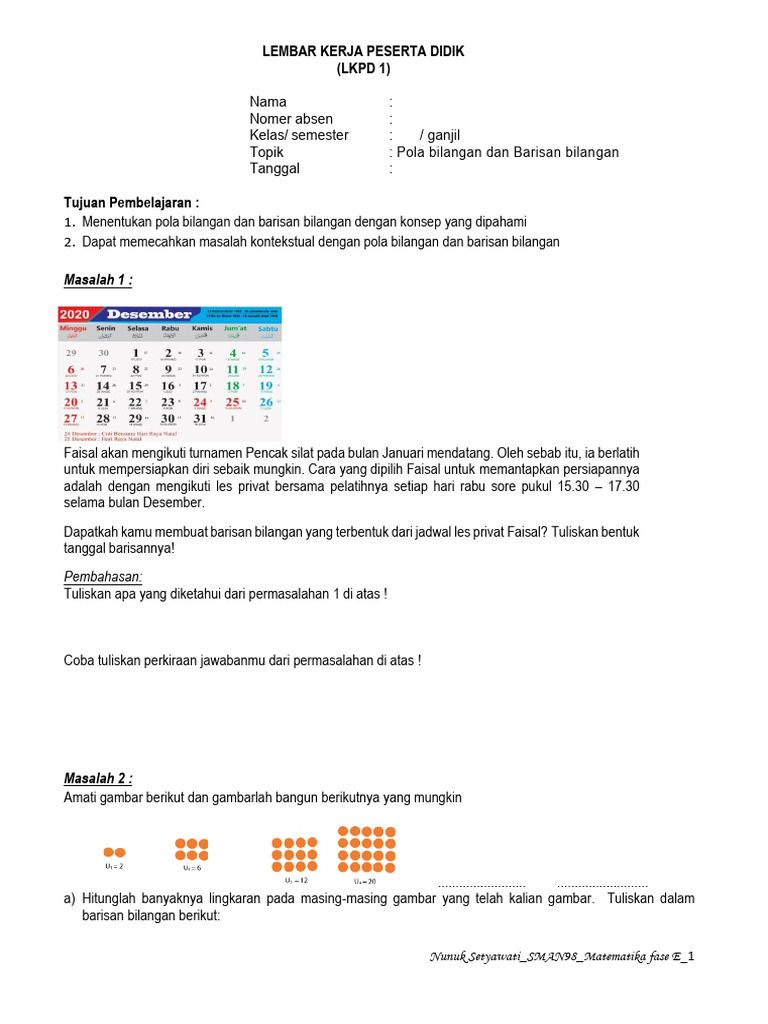 LKPD Matematika SMAN 98 | PDF