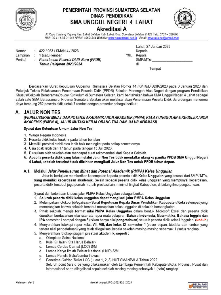 Surat PPDB 2023 2024 Final | PDF | Karier & Perkembangan