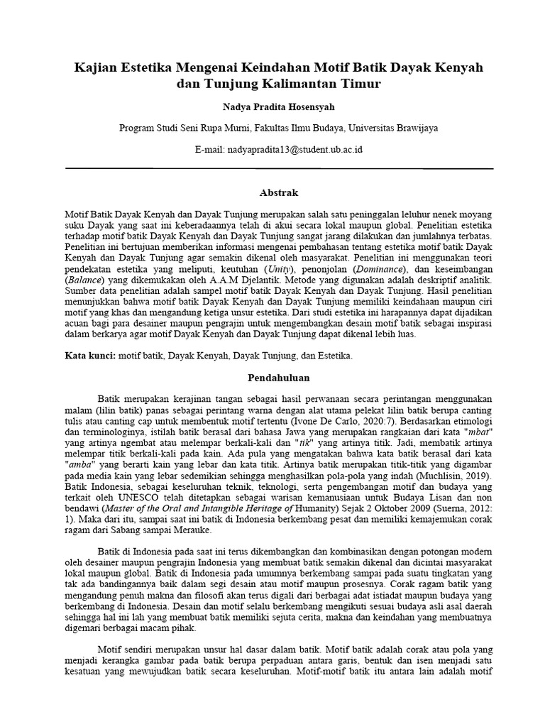 Kajian Estetika Mengenai Perbedaan Antara Motif Batik Dayak Kenyah Dan ...