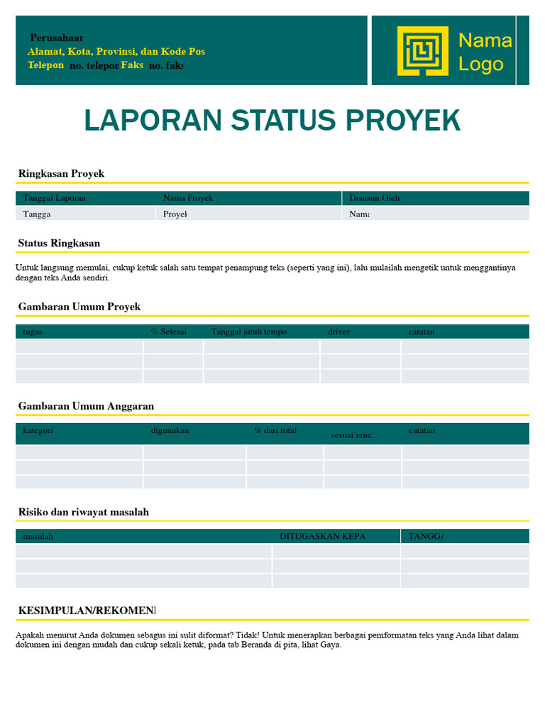 Format Dokumen Proyek yang Efektif | PDF | Karier & Perkembangan | Komputer