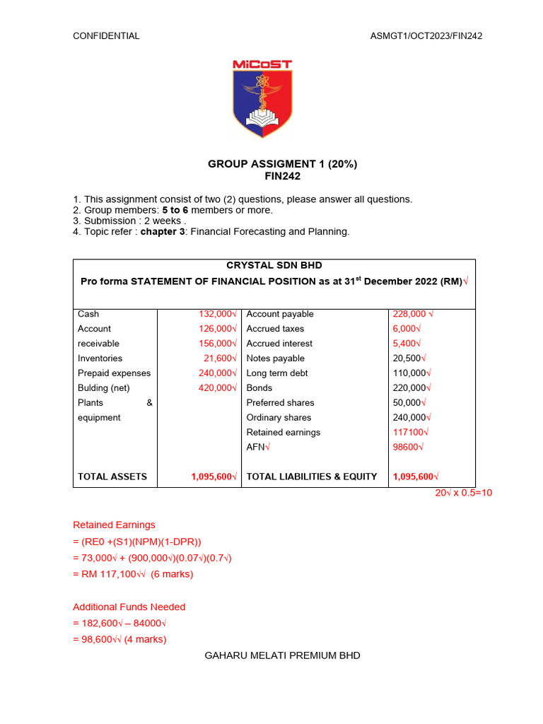 As Marc2023 Group Assignment 1 20% | PDF | Balance Sheet | Business Economics