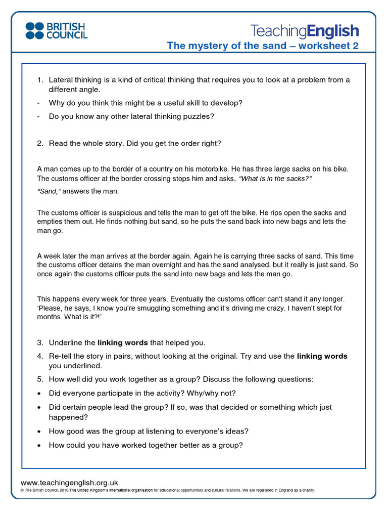 The Mystery of The Sand-Worksheet 2-RRoberts | PDF