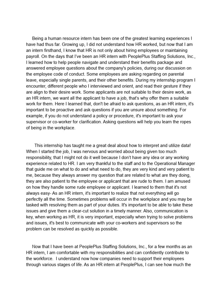 Reflection | PDF | Human Resources | Internship