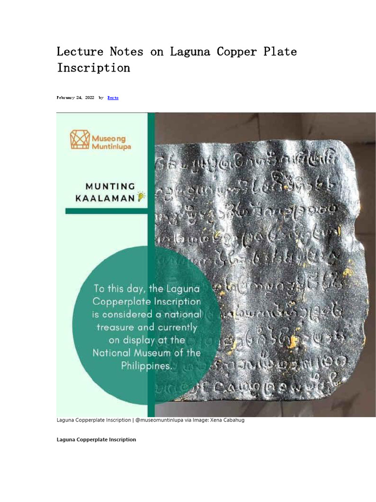 Lecture Notes On Laguna Copperplate Inscription | PDF | Philippines ...