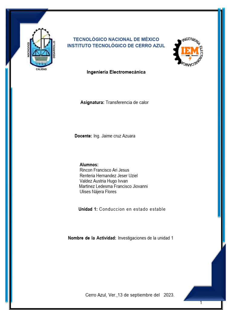 Inv Tema 1 | PDF | Conductividad térmica | Conduccion termica