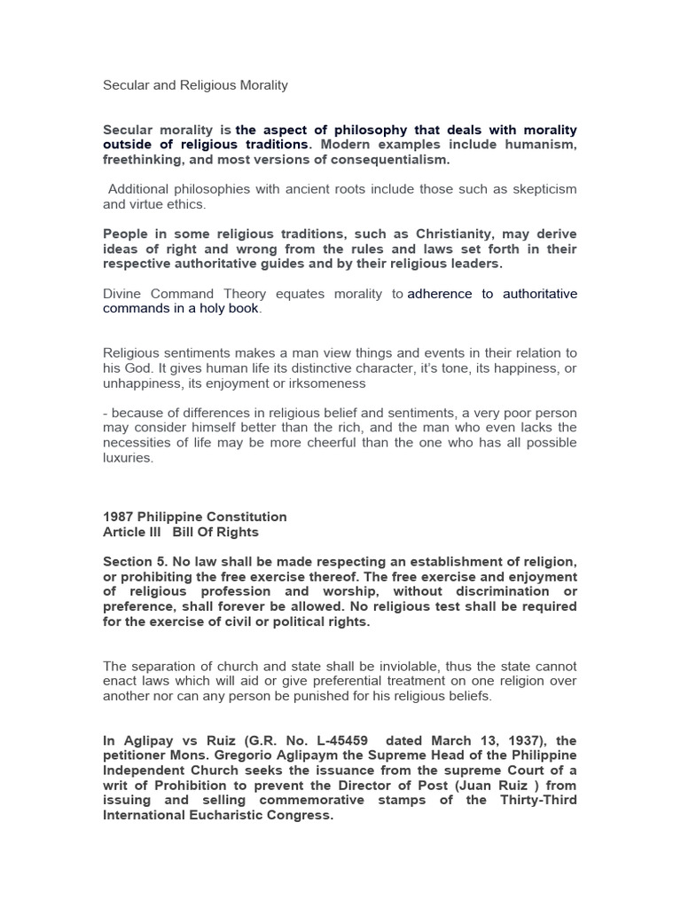 Report On Secular and Religious Morality | PDF | Morality