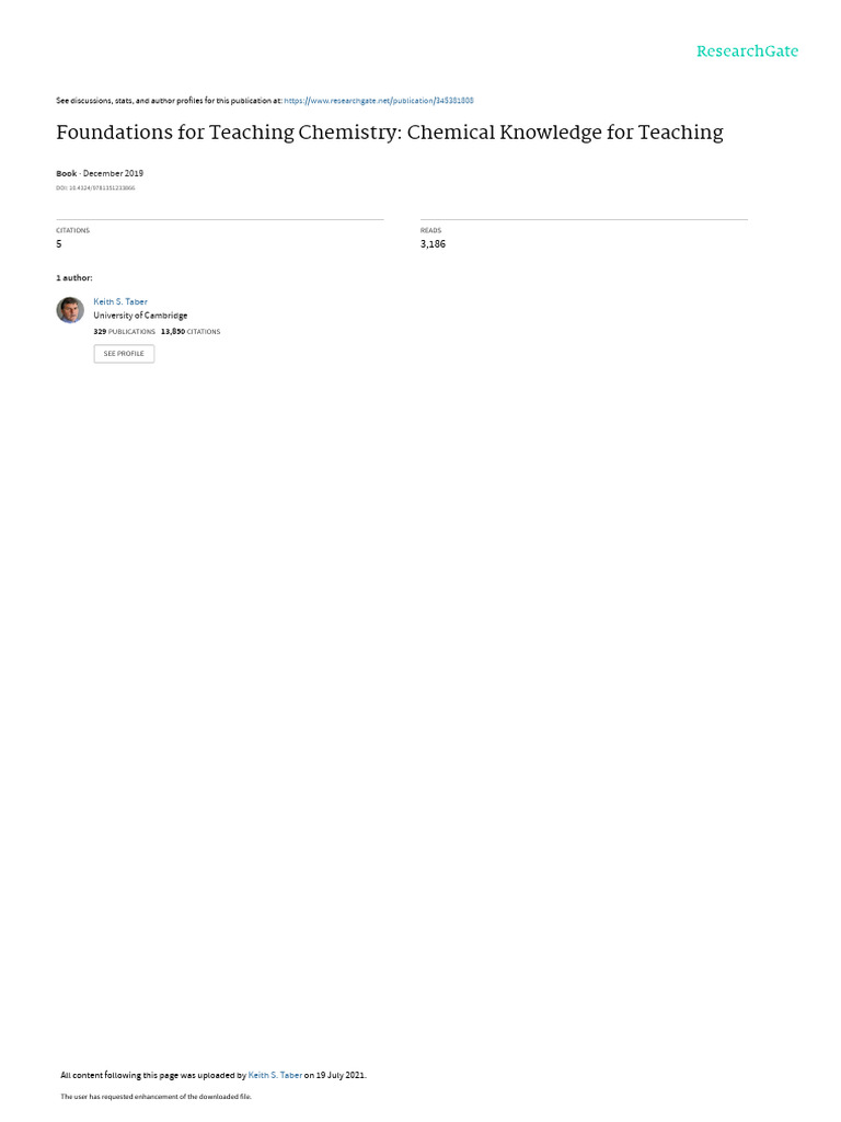 Foundations For Teaching Chemistry Chemical Knowle | PDF | Chemistry ...