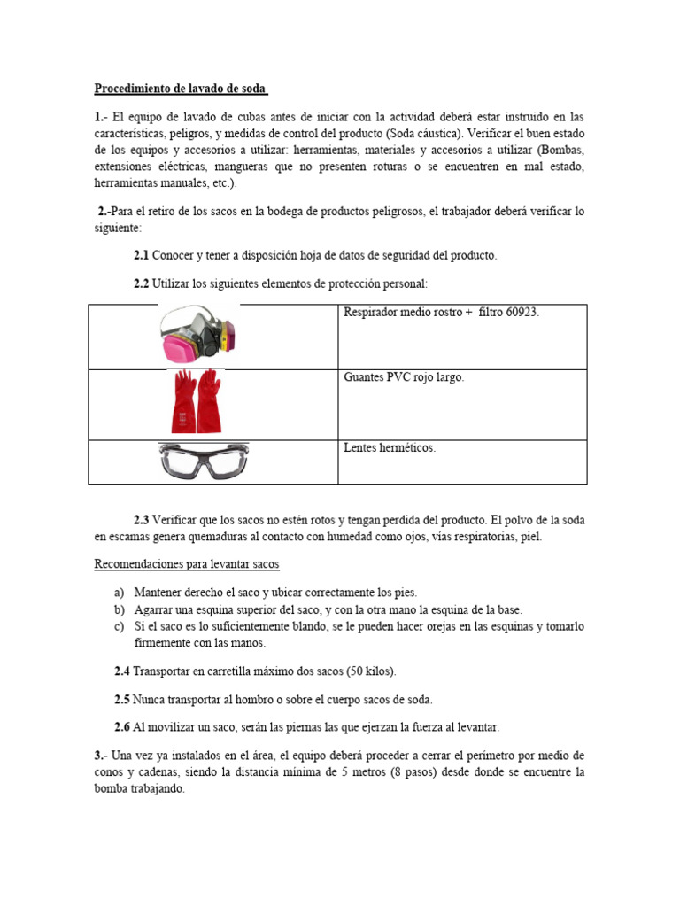 Procedimiento Seguro para Soda Cáustica | PDF