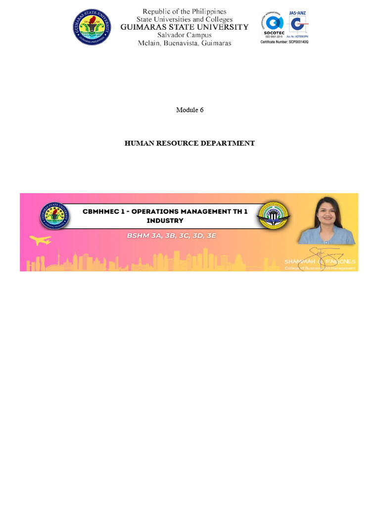 Module 6 Operation Management | PDF | Recruitment | Performance Appraisal