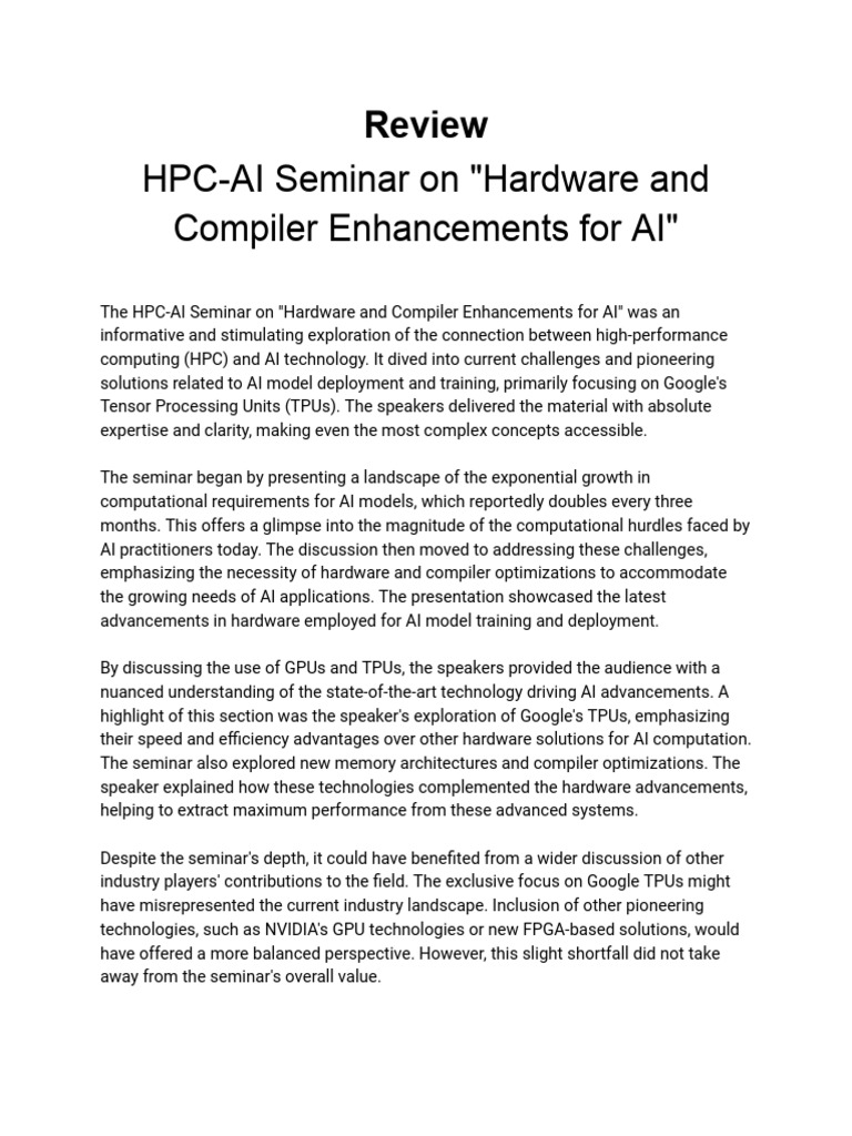 HPC-AI Seminar 1 Review | PDF | Artificial Intelligence | Intelligence (AI) & Semantics