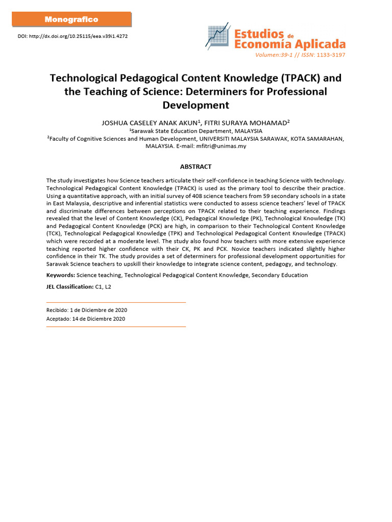 Technological Pedagogical Content Knowledge (TPACK) and | PDF | Teachers | Pedagogy