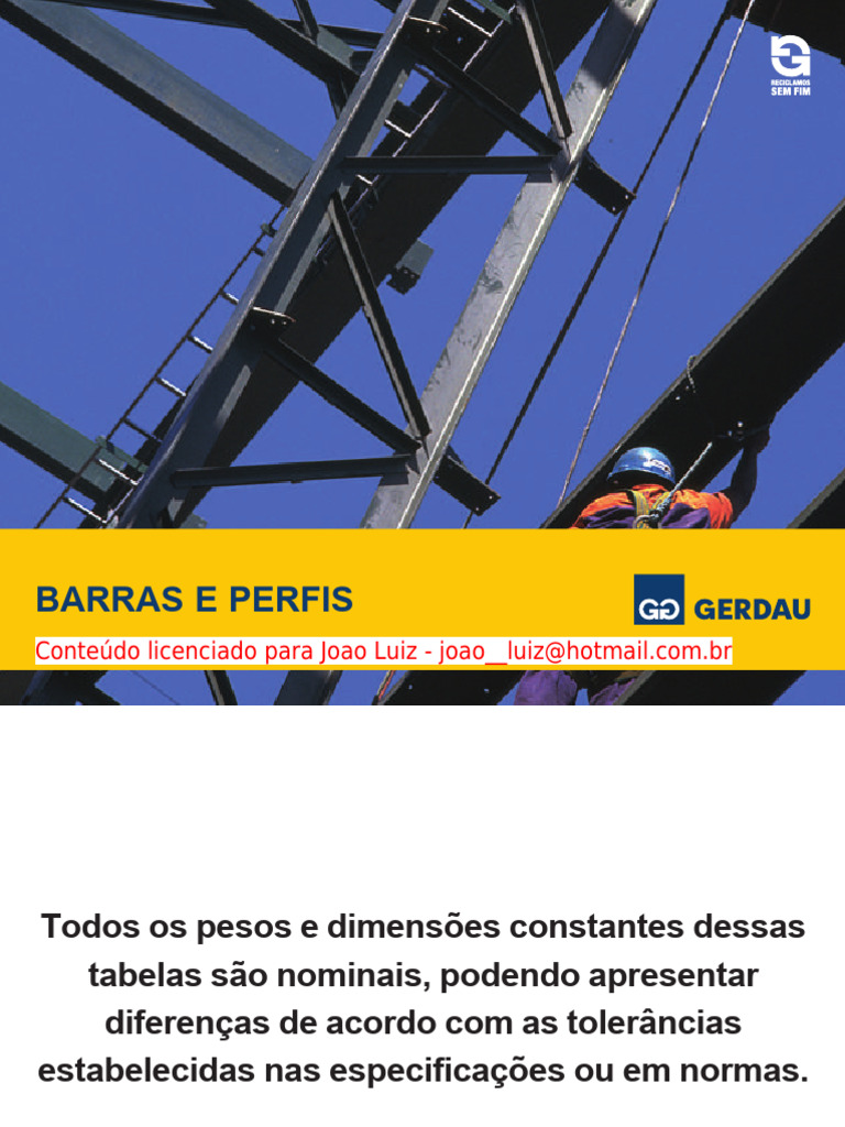 Tabelas de Perfis e Barras Gerdau | PDF