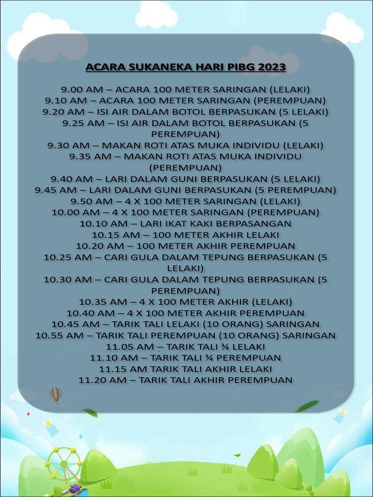 Acara Sukaneka Pibg | PDF