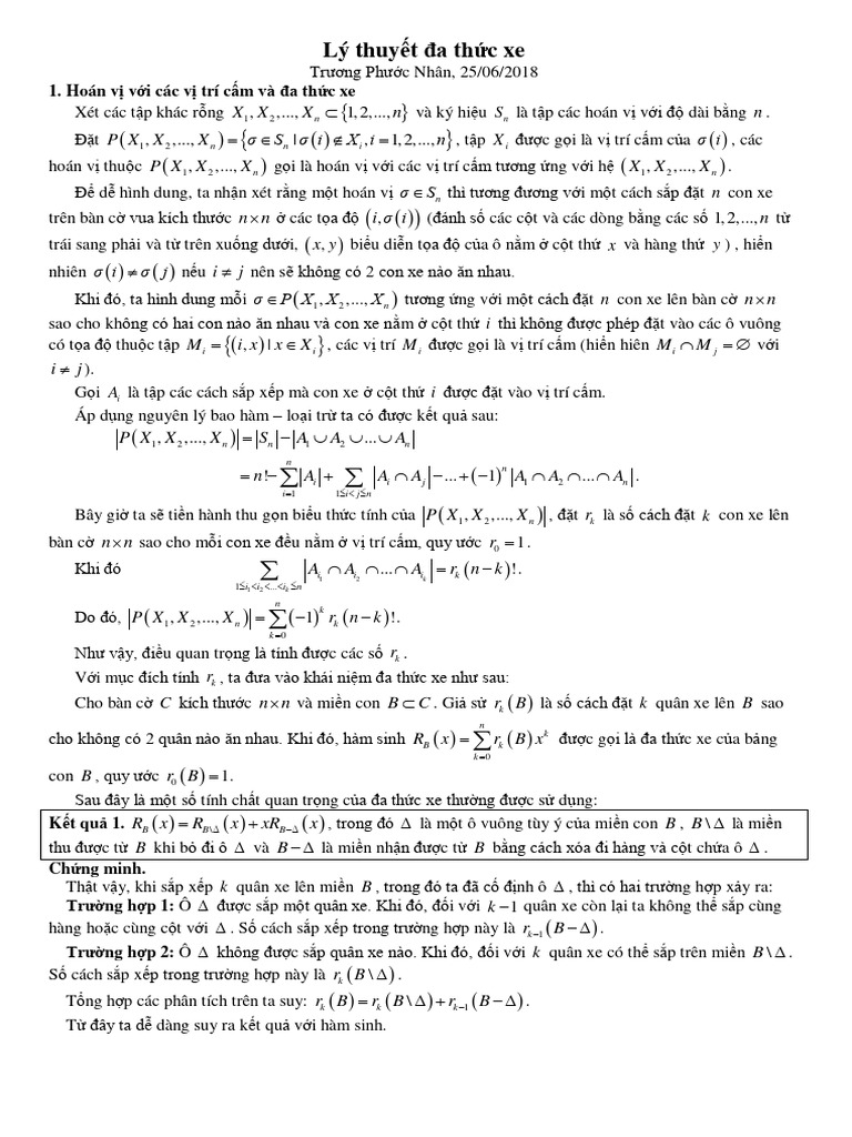 Lý Thuyết Đa Thức Xe | PDF