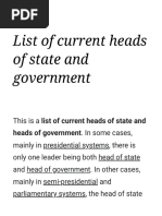 Current Heads of State 2025 List | PDF | Heads Of State | Government ...