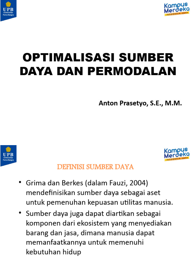 Optimalisasi Sumber Daya Dan Permodalan | PDF | Karier & Perkembangan | Bisnis