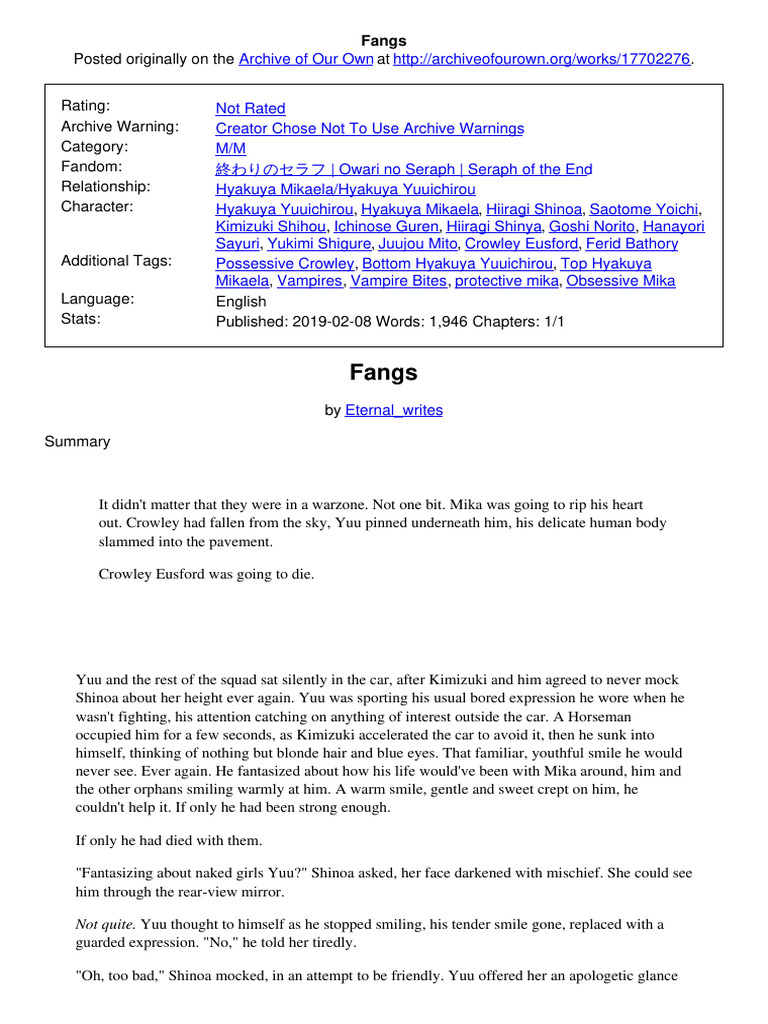 Fangs | PDF | Vampires