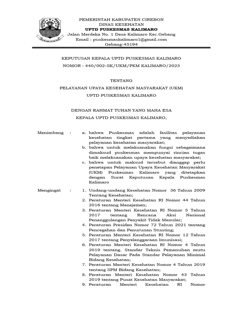 SK Pelayanan Ukm-2 | PDF