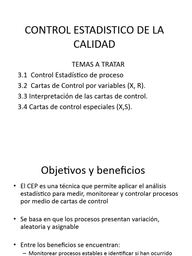 Control Estadistico de La Calidad III Parcial Cartas X - R | PDF | Estadísticas | Procesos de ...